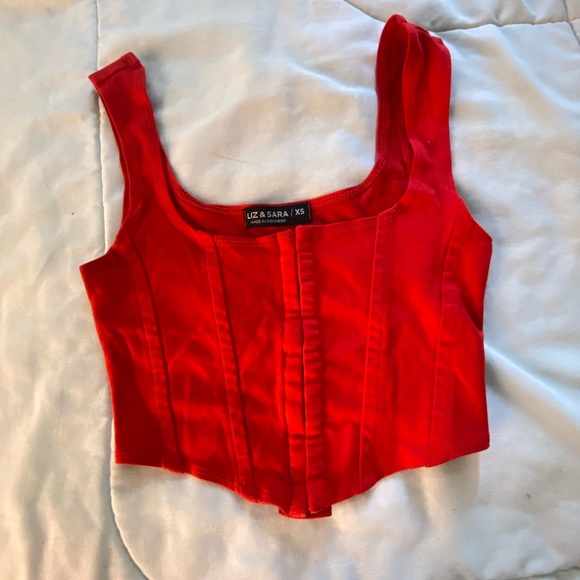 Tops | Extra Small Bright Red Corset Crop Top | Poshmark